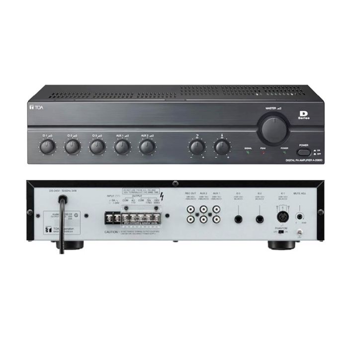 TOA 240W Mixer Amplifier, 3x Balanced MIC Inputs, 2x Line Inputs, 100V ...